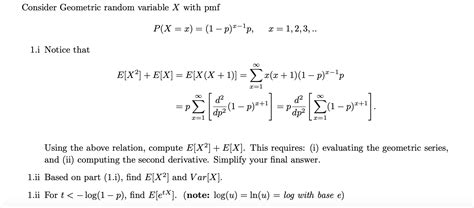 Solved Consider Geometric Random Variable X With Pmf Px