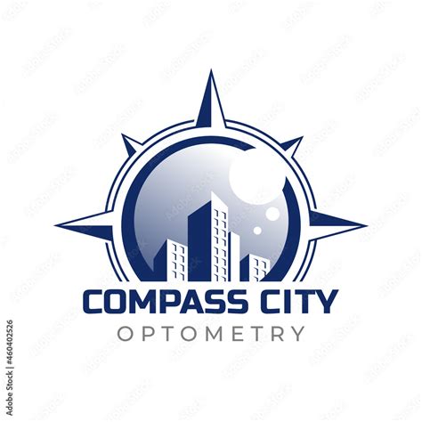Compass City Optometry Logo Creative Vector Towers Integrated In