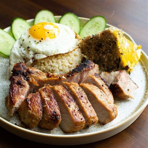 Vietnamese Broken Rice With Grilled Pork Chop And Steamy Pork Patties
