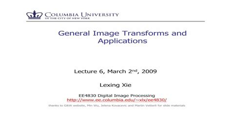 pdf general image transforms and applicationsxlx ee4830 notes lec6