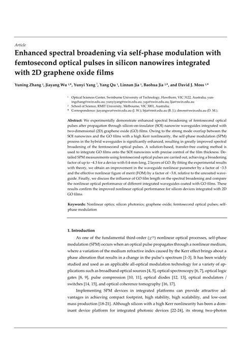 Pdf Enhanced Spectral Broadening Via Self Phase Modulation With