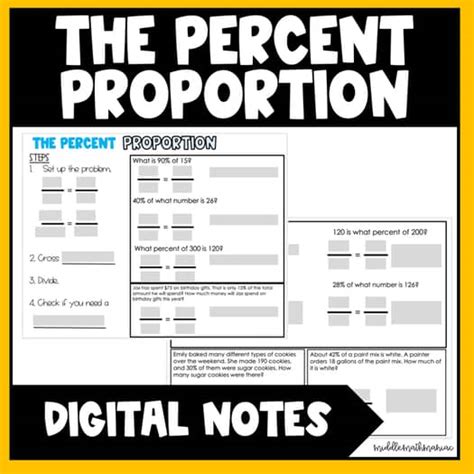 Percent Proportion Digital Notes By Middlemathmaniac Tpt