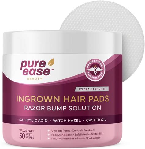 Ingrown Hair Treatment Pads 50 Wet Wipes For Razor Bumps