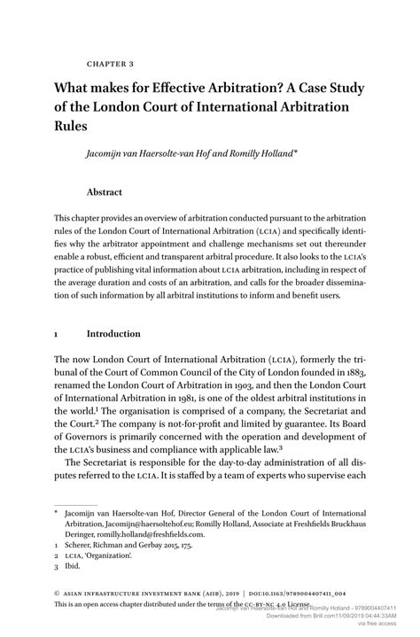 Pdf What Makes For Effective Arbitration A Case Study Of The London