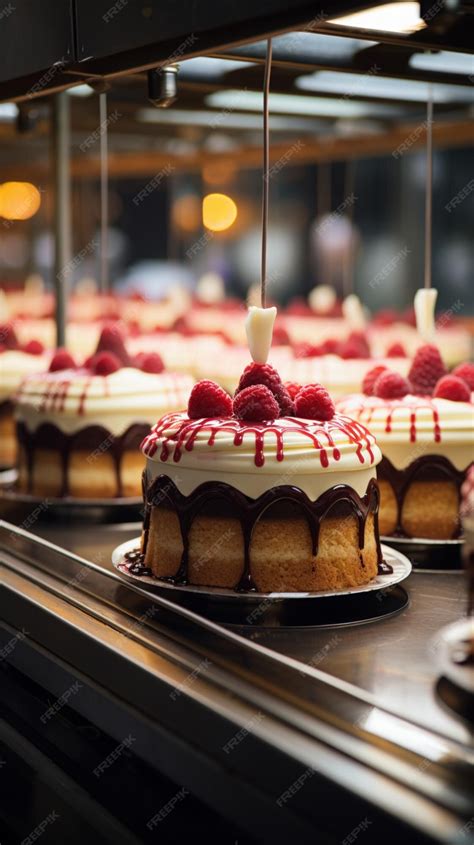 Premium Ai Image Efficient Assembly Line Moves Cakes Towards Final
