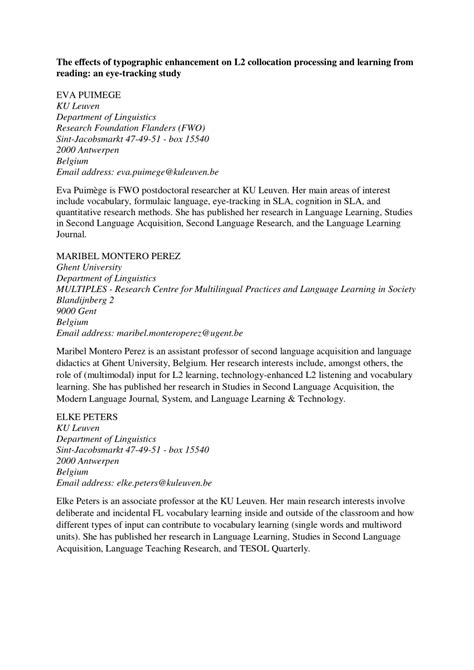 pdf the effects of typographic enhancement on l2 collocation