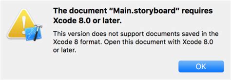 [error] the document main storyboard requires xcode 8 0 or later