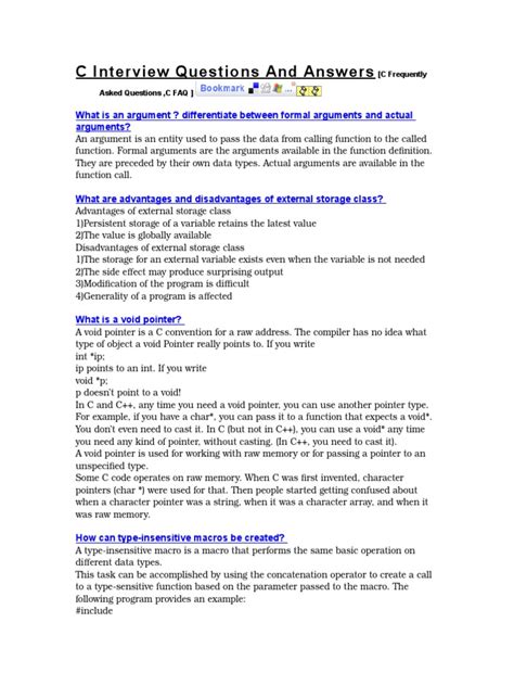 c interview questions and answers what is an argument differentiate