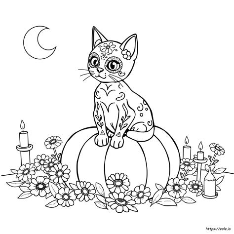 Sugar Skull Cat Coloring Pages