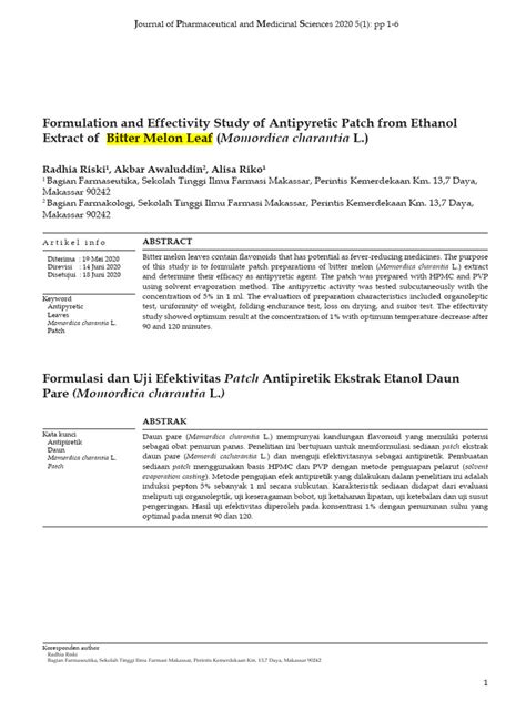 Pare Metode Pembuatan Patch Transdermal Pdf