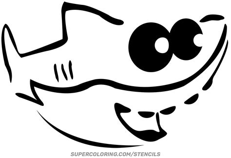 Happy Shark Stencil Free Printable Papercraft Templates