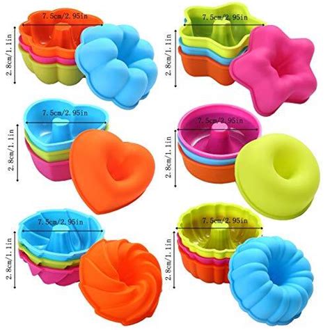 24pk Non Stick Silicone Baking Cups Multi Shapes Donut Molds For Oven