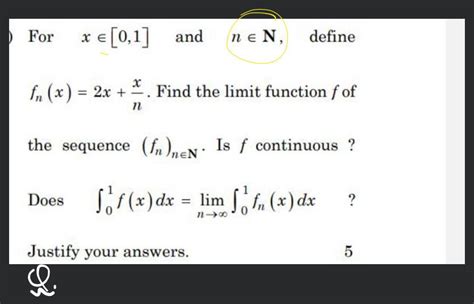 for x∈[0 1] and n∈n define fn x 2x nx find the limit function f of t
