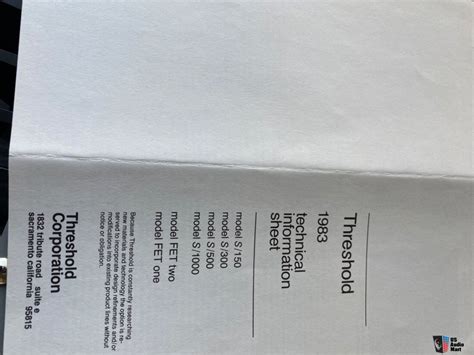 Nelson Pass Classic Threshold S300 Ii Photo 2438624 Us Audio Mart