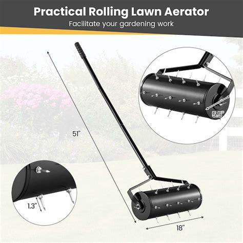 Costway 18 Inches Manual Lawn Aerator Grass Aeration Tool Filled With