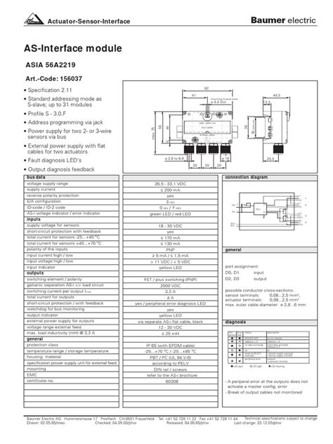 Actuator Sensor Interface Module As Interface Specification Pdf