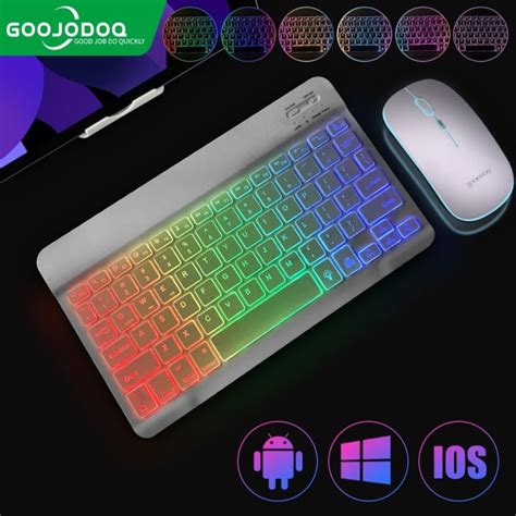 Goojodoq With Backlight Wireless Bluetooth Keyboard And Mouse For