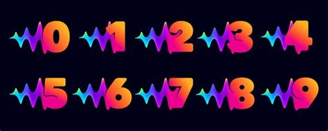 Premium Vector Numbers Set With Pulse Music Player Elements Vibrant Sound Wave Flow Line And