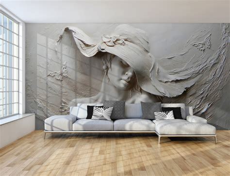 3d Taş Heykel Kadın Duvar Kağıdı