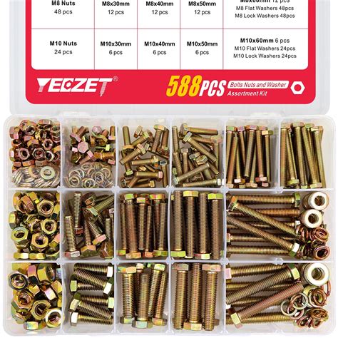 Yeezet 588pcs M6 M8 M10 Hex Screws Sets Metric Bolts And Nuts Heavy