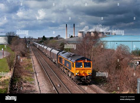 Gb Railfreight Class 66 Locomotive 66748 Passing Knottingley With