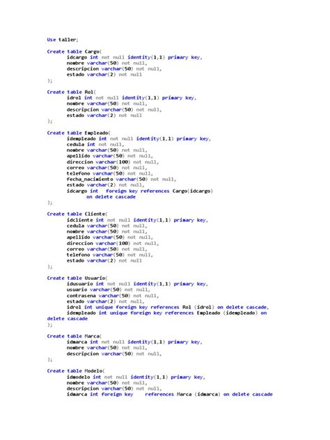 Sql Taller Pdf Modelo Conceptual Áreas De Informática