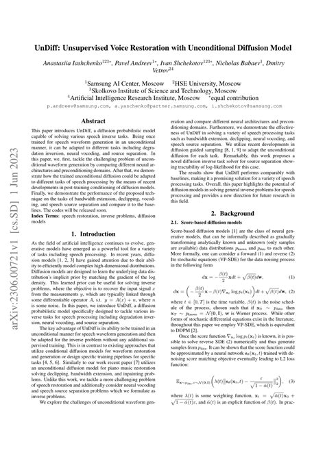 Pdf Undiff Unsupervised Voice Restoration With Unconditional