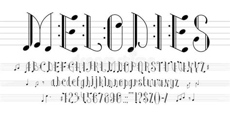 Musical Notes Font Alphabet Music Melody Type Stock Vector
