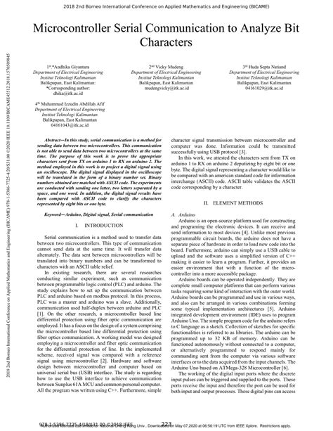 Pdf Microcontroller Serial Communication To Analyze Bit Characters