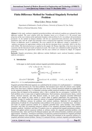 Finite Difference Method For Nonlocal Singularly Perturbed Problem PDF Physics Science