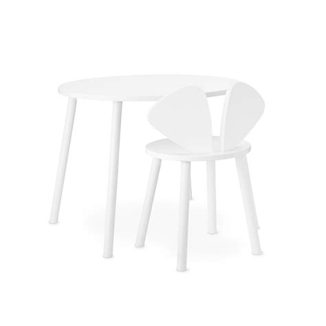 Table Enfant Chaise Et Table Enfant Mouse School Set 6 à 10 Ans Blanc Nofred Silvera