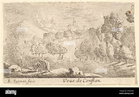 Veüe De Conflans Mid 17th Century Reinier Nooms Called Zeeman Dutch