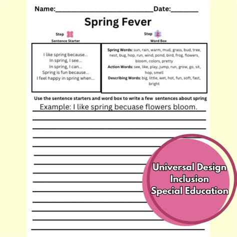 Spring Writing Activity Differentiated Writing Promptsuniversal