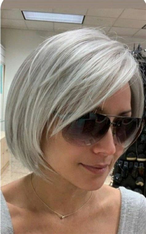 Pin By Shana Smith On Hair In 2024 Chin Length Hair Gray Hair Cuts