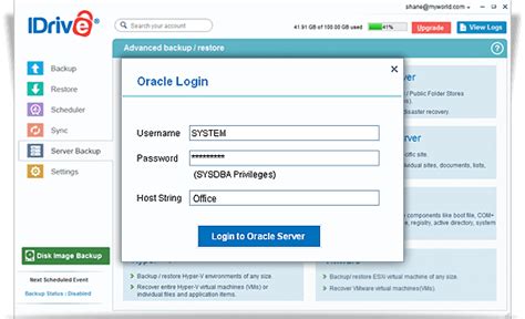 backup oracle server data using idrive®