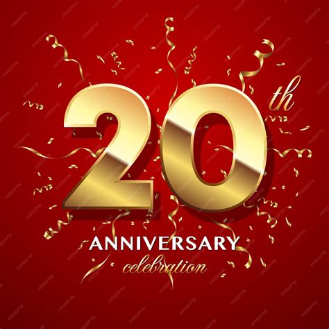 Premium Vector 20th Anniversary Celebration Logo Design With Golden
