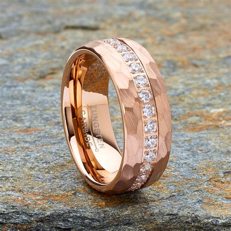 Tungsten And Rose Gold Mens Wedding Band