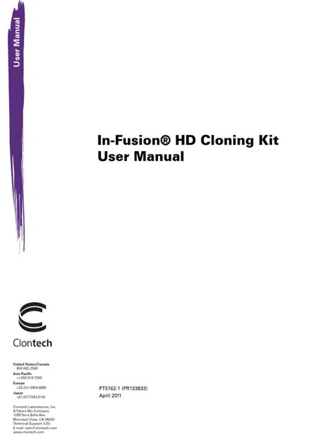 Infusion Cloning User Manual Pdf Polymerase Chain Reaction
