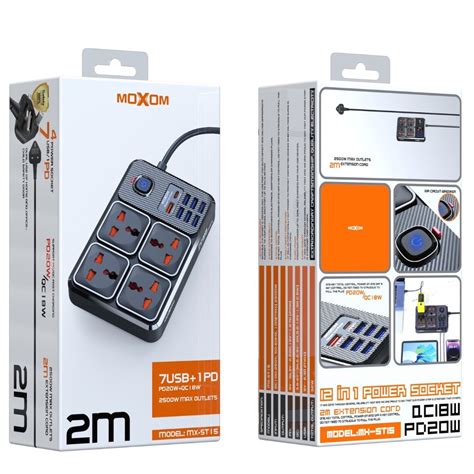 Moxom Mx St17 Extension 2500w Max 4 Power Socket 7 Usb 1 Pd Type C 20w