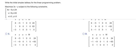 Solved Write The Initial Simplex Tableau For The Linear