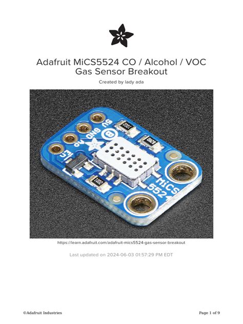 adafruit mics5524 gas sensor breakout pdf sensor gases