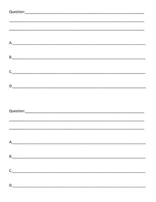 Blank Test Question Forms For Mc Docx