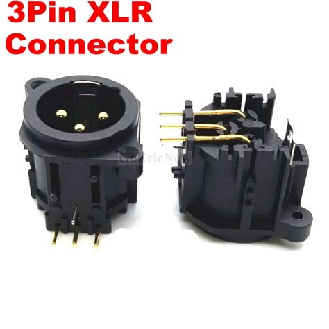 1 Pcs Xlr 3pin Connector Right Angle Xlr 3pole Male Plug Female Jack