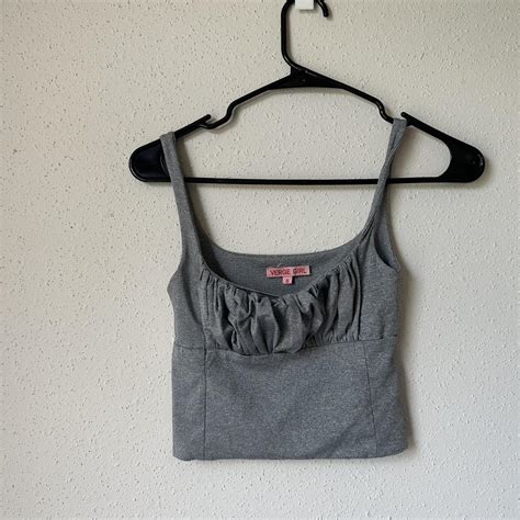 Verge Girl Crop Tank Top In Heather Gray Size 8 Depop