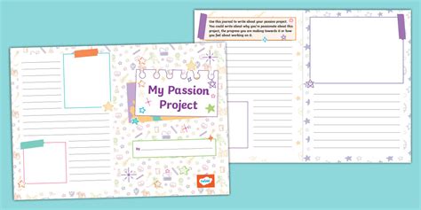 My Passion Project Journal Writing Template Teacher Made