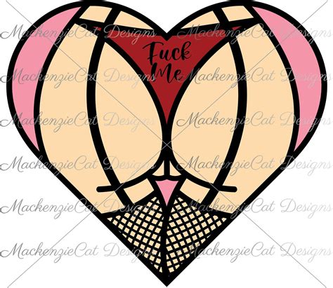 Fuck Me Pink Heart Butt Red Thong Garter Belt Thigh High