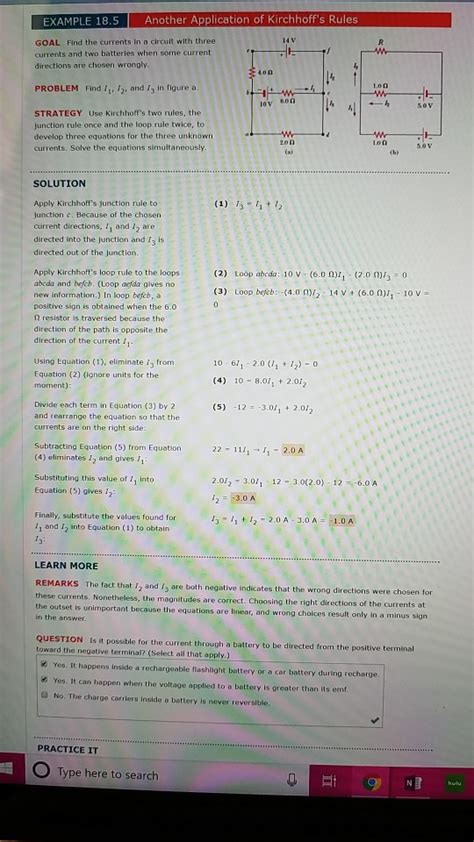 Solved EXAMPLE Another Application Of Kirchhoff S Rules Chegg