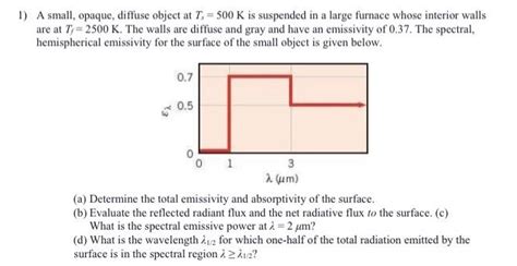 solved 1 a small opaque diffuse object at t 500 k is