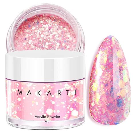 Makartt Acrylic Powder 2oz Pink Colored Glitter Acrylic Nail Powder Diy