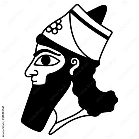 Head In Profile Of A Handsome Bearded Assyrian Man From Nimrud Black